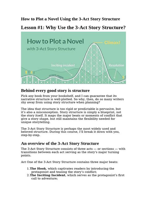 How To Plot A Novel Using The 3 Act Story Structure Pdf