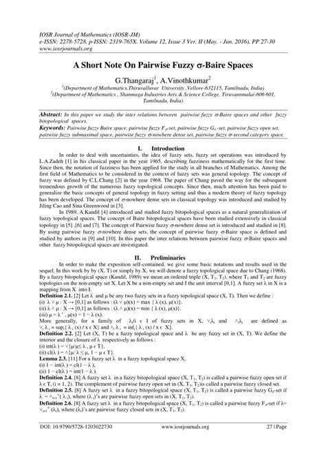 Pdf A Short Note On Pairwise Fuzzy Baire Spaces