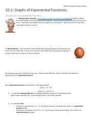 Module 10 Pdf Module 10 Exponential Functions 10 1 Graphs Of Exponential Functions