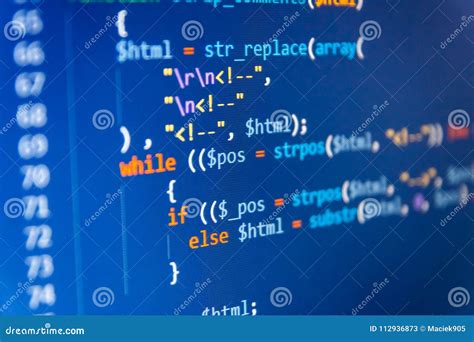 Optimización De Seo Primer Del Lenguaje De Marcado Del Html Código Del Javascript En Editor De