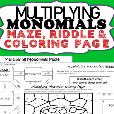 Multiplying Monomials Maze Riddle Coloring Page