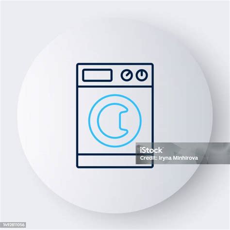 흰색 배경에 격리 된 라인 와셔 아이콘 세탁기 아이콘 옷 세탁기 세탁기 가전 기호입니다 다채로운 개요 개념 벡터 가사 집안일에