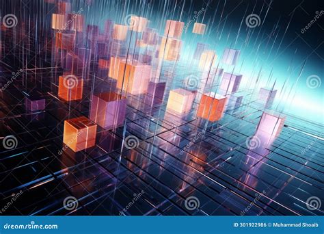 Visual Exploration Cube And Grid Space Depicted In 3d Rendering Stock Illustration