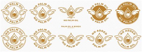 제품 포장을 위한 개념 라벨링 팜 오일 없음 날개가 달린 스탬프 야자 오일 드롭은 성분으로부터자유의 상징입니다 벡터 요소입니다 0에 대한 스톡 벡터 아트 및 기타 이미지