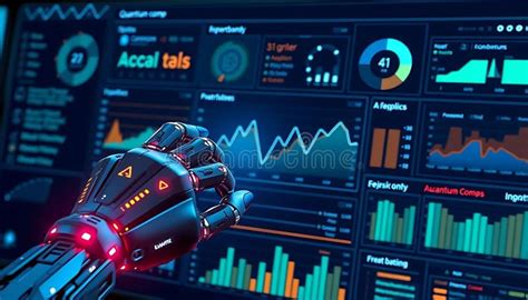 Robot Hand Interacting With Data Charts And Graphs On A Screen Stock Illustration Illustration