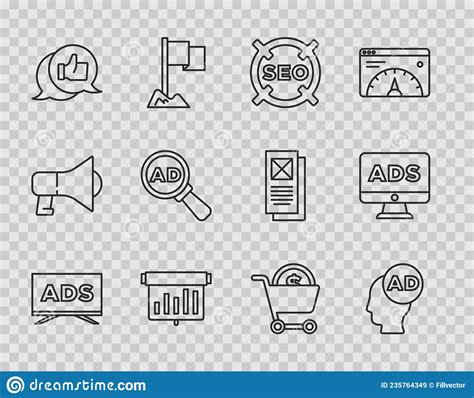 Set Line Advertising Seo Optimization Board With Graph Chart Customer Product Rating