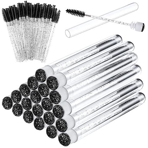 Mascara Brushes Tubes Set 70 Pieces Disposable Eyelash Brushes Replacement With 20