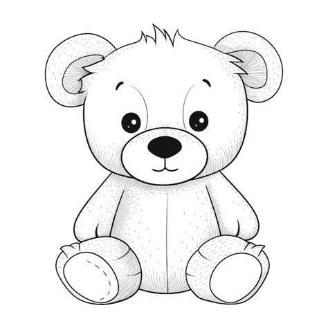 곰 개요 일러스트와 함께 아이들을위한 귀여운 색칠 프리미엄 사진