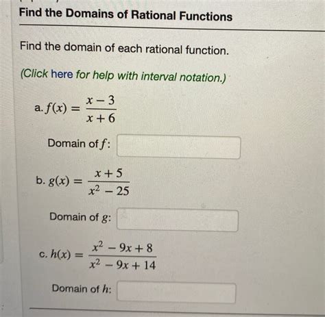 Solved Find The Domains Of Rational Functions Find The Chegg Com