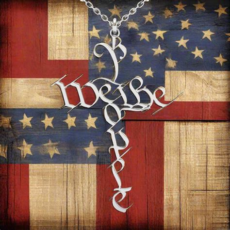Patriotic We The People Cross Pendant Necklace American Pride T