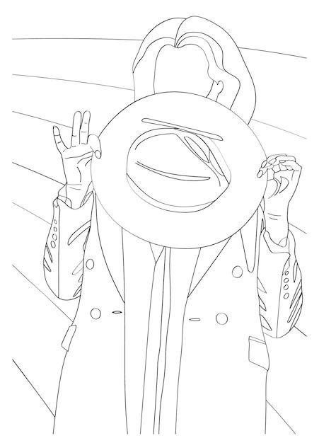 안티 스트레스 착색 벡터 흑백 그림 프리미엄 벡터