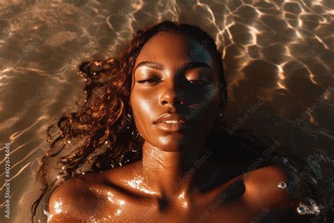Beach Sun Kissed Beauty Stunning Black Sexy Woman With Straw Hat