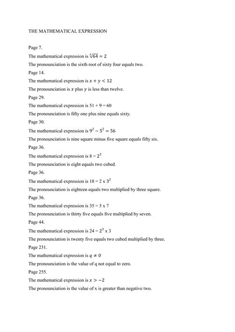 Mathematical Expression Pdf