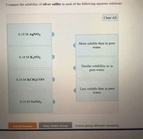 Solved Compare The Solubility Of Silver Sulfite In Each Of Chegg Com