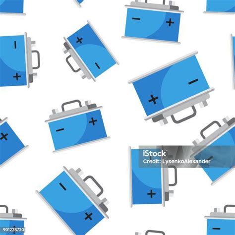 자동차 배터리 원활한 패턴 배경입니다 비즈니스 평면 벡터 일러스트입니다 자동 누 산 기 배터리 에너지 전원 기호 패턴입니다 0명에 대한 스톡 벡터 아트 및 기타 이미지