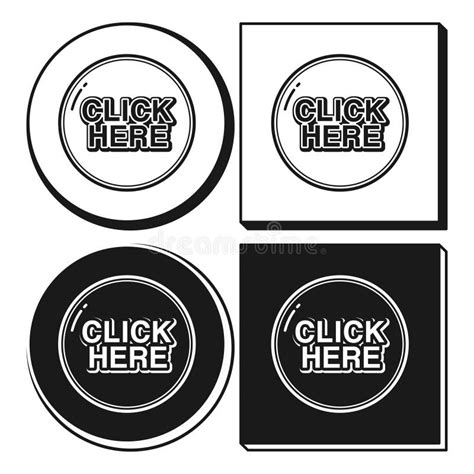 Click Here Button Flat Black And Outline Style Stock Vector Illustration Of Circle Technology