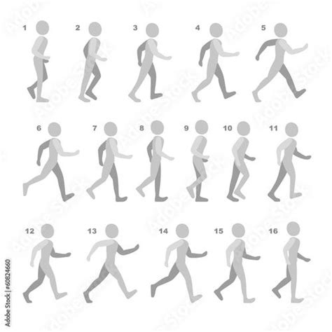 Phases Of Step Movements Man In Walking Sequence For Game Walking Animation Character Design