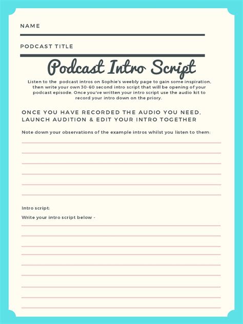 Podcast Intro Script Pdf