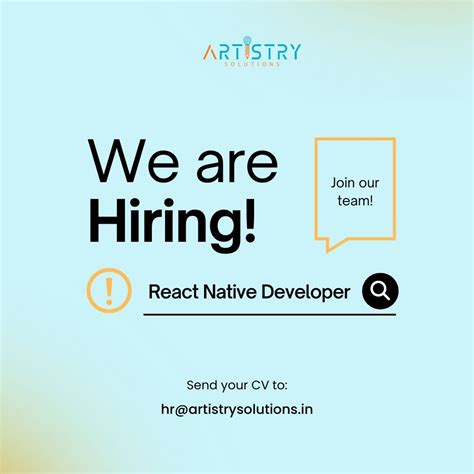 Artistry Solutions On Linkedin Reactnativedeveloper Hiring Applynow Reactnativedeveloper