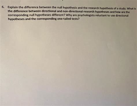 Solved Explain The Difference Between The Null Hypothesis Chegg Com