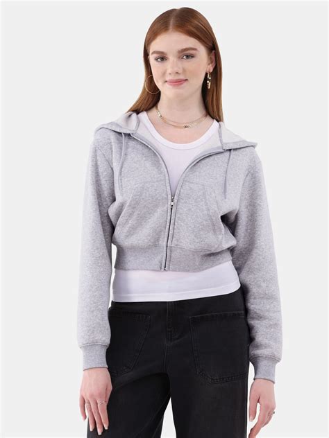 No Boundaries Cropped Fleece Zip Hoodie Womens