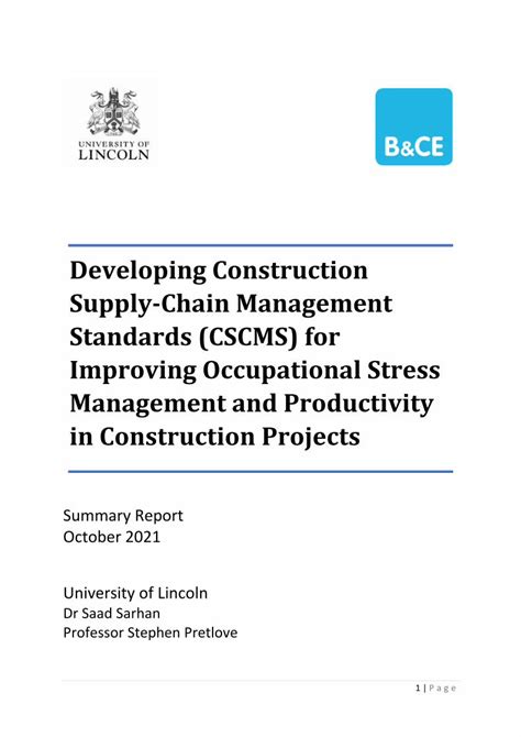 Pdf Developing Construction Supply Chain Management Standards Dokumentips