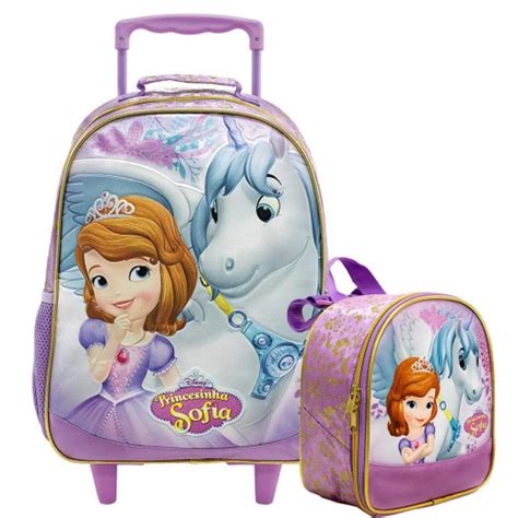 Kit Mochila Rodinha Lancheira Princesinha Sofia Original Em Promoção