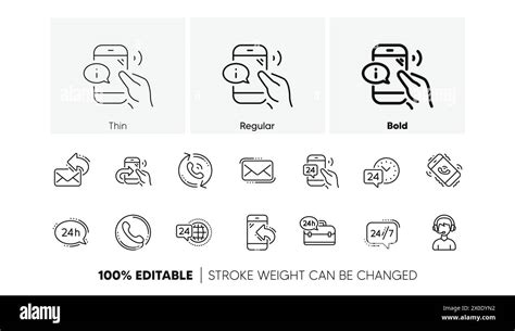 Processing Line Icons Call Center Support And Chat Message Linear Icon Set Line Icons