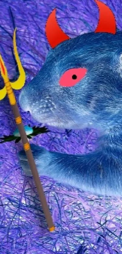 Quirky Blue Demon Mouse Art Free Download