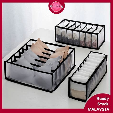 Storage Box Underwear Cloth Wardrobe Divider Foldable Jeans Drawer Organizer Mesh Compartment