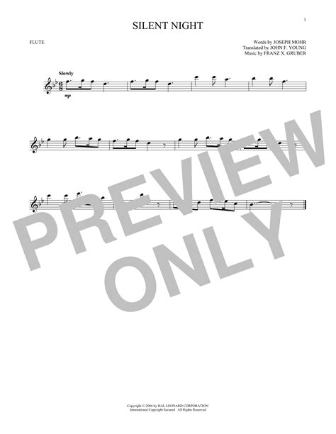 Silent Night By Franz X Gruber Sheet Music For Flute Solo At Sheet