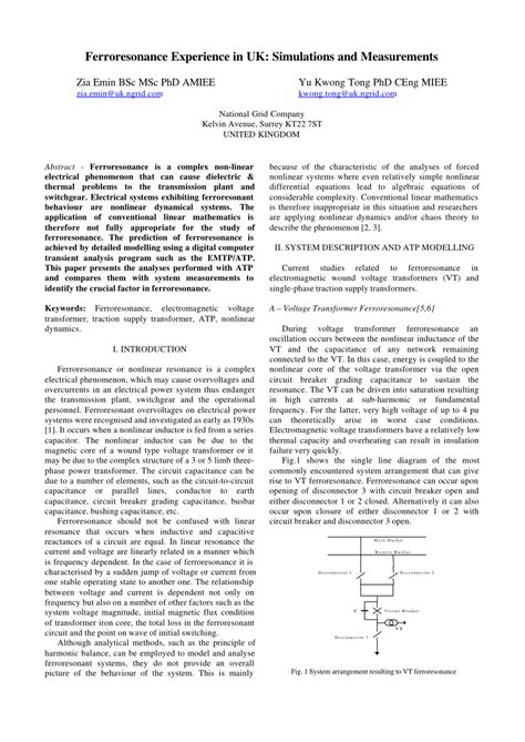 Pdf Ferroresonance Experience In Uk Simulations And Measurements