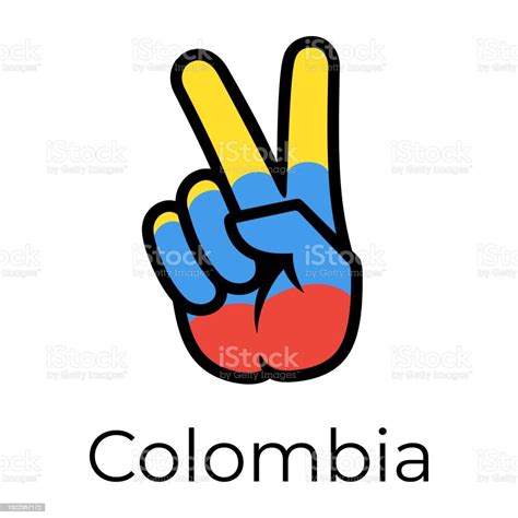 평화 표지판의 형태로 콜롬비아 플래그 제스처 V 승리 기호 애국 기호 애플 리 케이 션에 대 한 아이콘 웹사이트 티셔츠 기념품