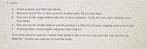 Solved 1 Given 4 Byte Pointers And 4096 Byte Blocks