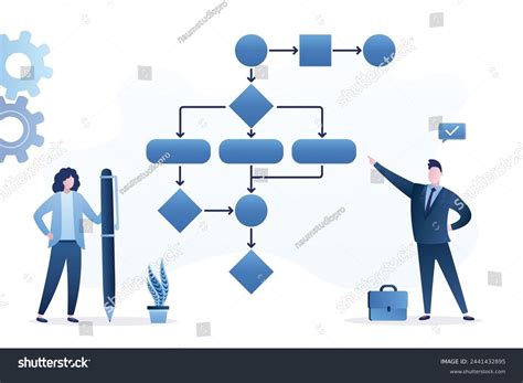 Work Algorithm Businesspeople Drawing Workflow Diagram Stock Vector Royalty Free 2441432895