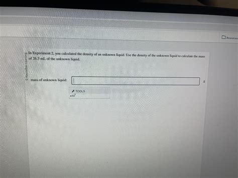 Solved In Experiment You Calculated The Density Of An Chegg