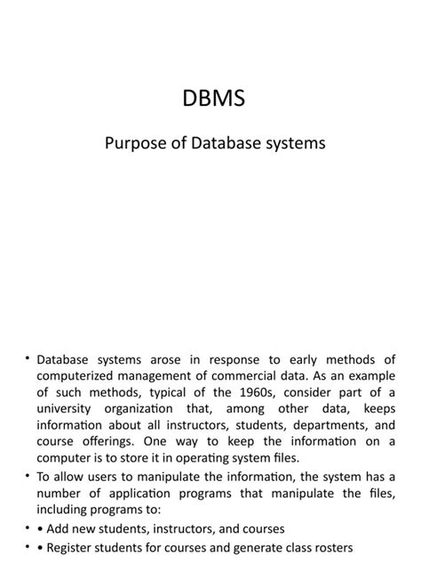 Purpose Of Dbms Pdf Databases Computer File