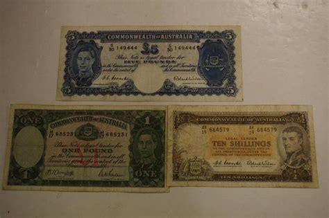 Australian Pre Decimal Bank Notes Collection Coins Numismatics Stamps And Scrip