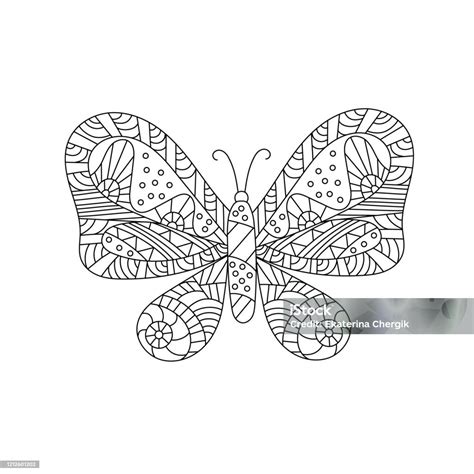 손으로 그린 벡터 그림입니다 흰색 배경에 귀여운 나비 아이들을위한 색칠 공부 책 낙서 스타일의 심플한 포 름 0명에 대한 스톡 벡터 아트 및 기타 이미지 Istock