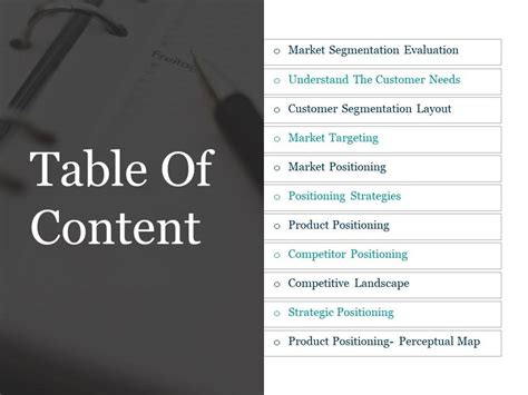 Table Of Content Powerpoint Slide Deck Template Graphics Presentation Background For