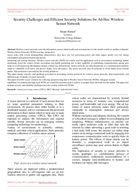 Pdf Security Challenges And Efficient Security Solutions For Ad Hoc