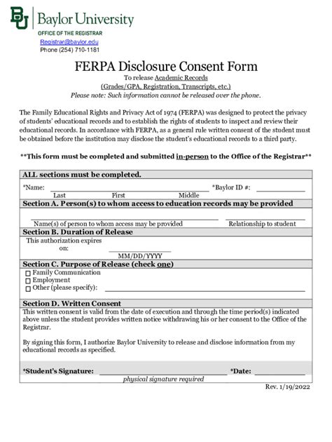 Fillable Online Ferpa Disclosure Consent Form Fax Email Print Pdffiller