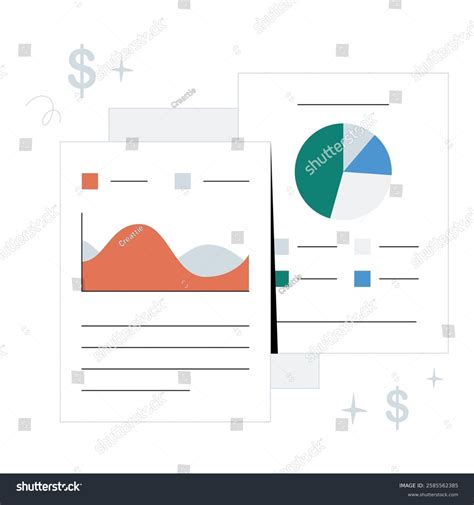 Financial Reports Data Charts Flat Vector Stock Vector Royalty Free