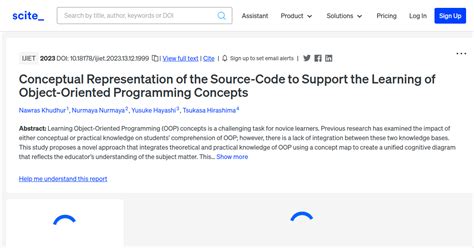 Conceptual Representation Of The Source Code To Support The Learning Of Object Oriented