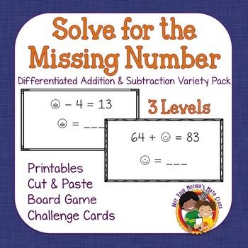 Solve For The Missing Number Variety Pack Add Subtract TPT