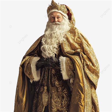 화려한 금색 망토를 입은 산타클로스 산타 클로스 수염 빨간 모자 Png 일러스트 및 이미지 에 대한 무료 다운로드 Pngtree