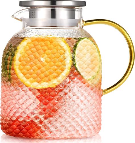 Zbufan 60oz Glass Pitcher With Lid And Spout 18l Australia Ubuy