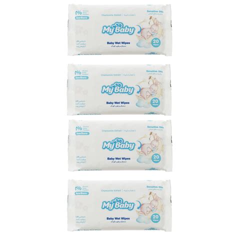 قیمت و خرید دستمال مرطوب کودک مای بیبی مدل حساس 4 بسته 20 عددی