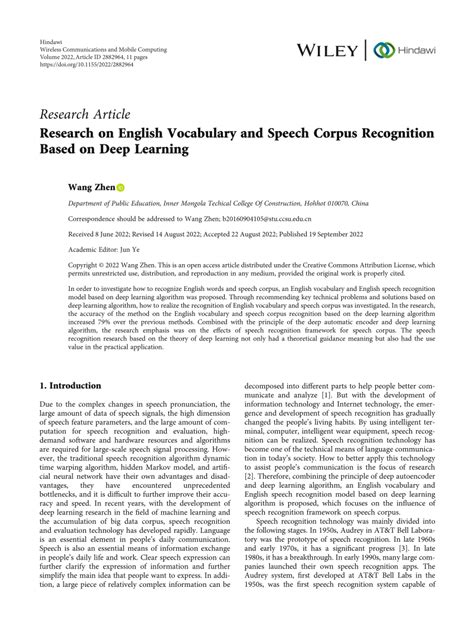 Pdf Research On English Vocabulary And Speech Corpus Recognition