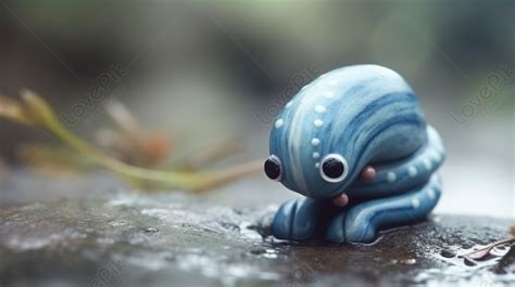 빗속에서 바위 위에 앉아 있는 작은 파란색 조각상 바위 배경 파란색 배경 작은 조각 배경 이미지 Hd 바위 파란색